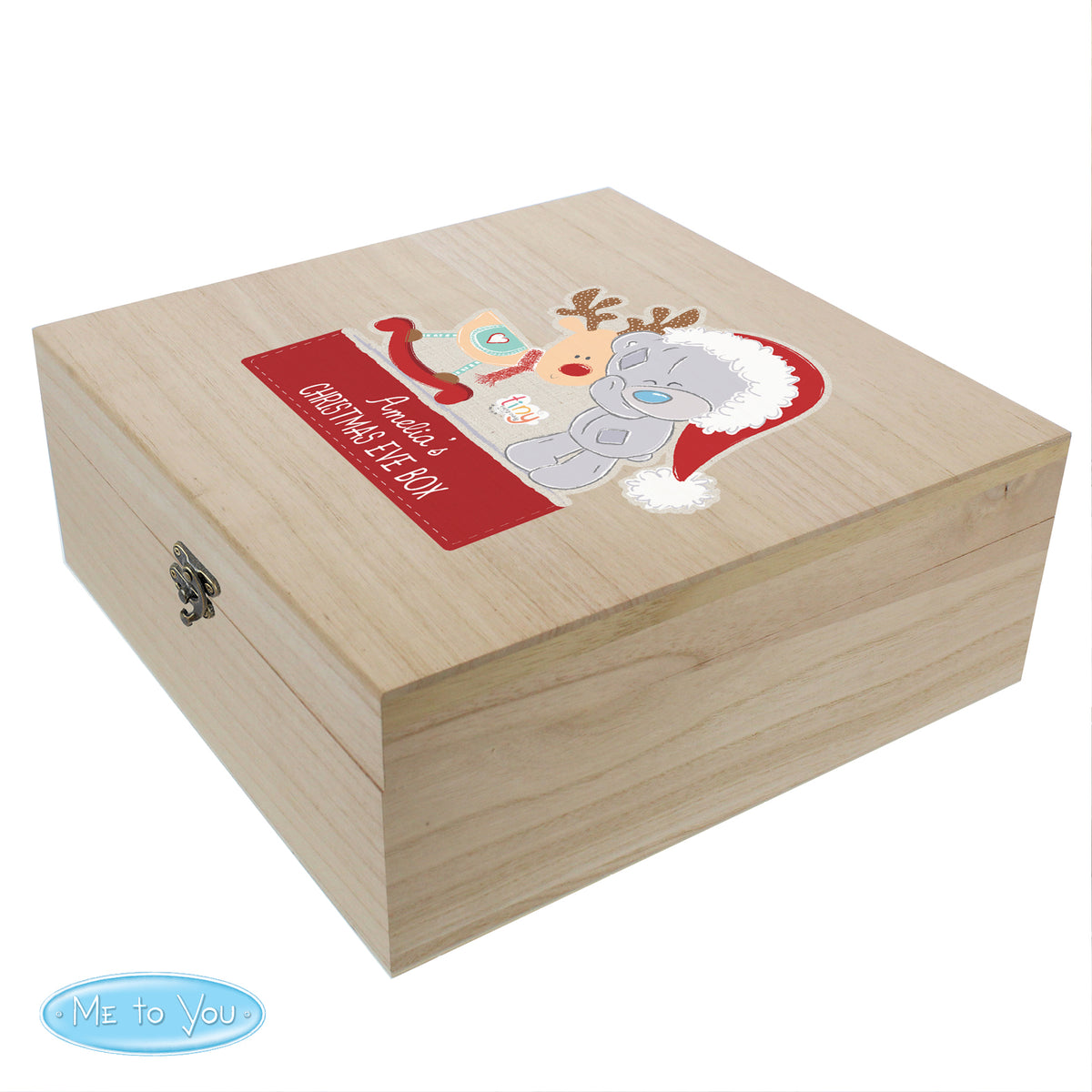 Personalised Colourful Tiny Tatty Teddy Large Wooden Christmas Eve Box ...