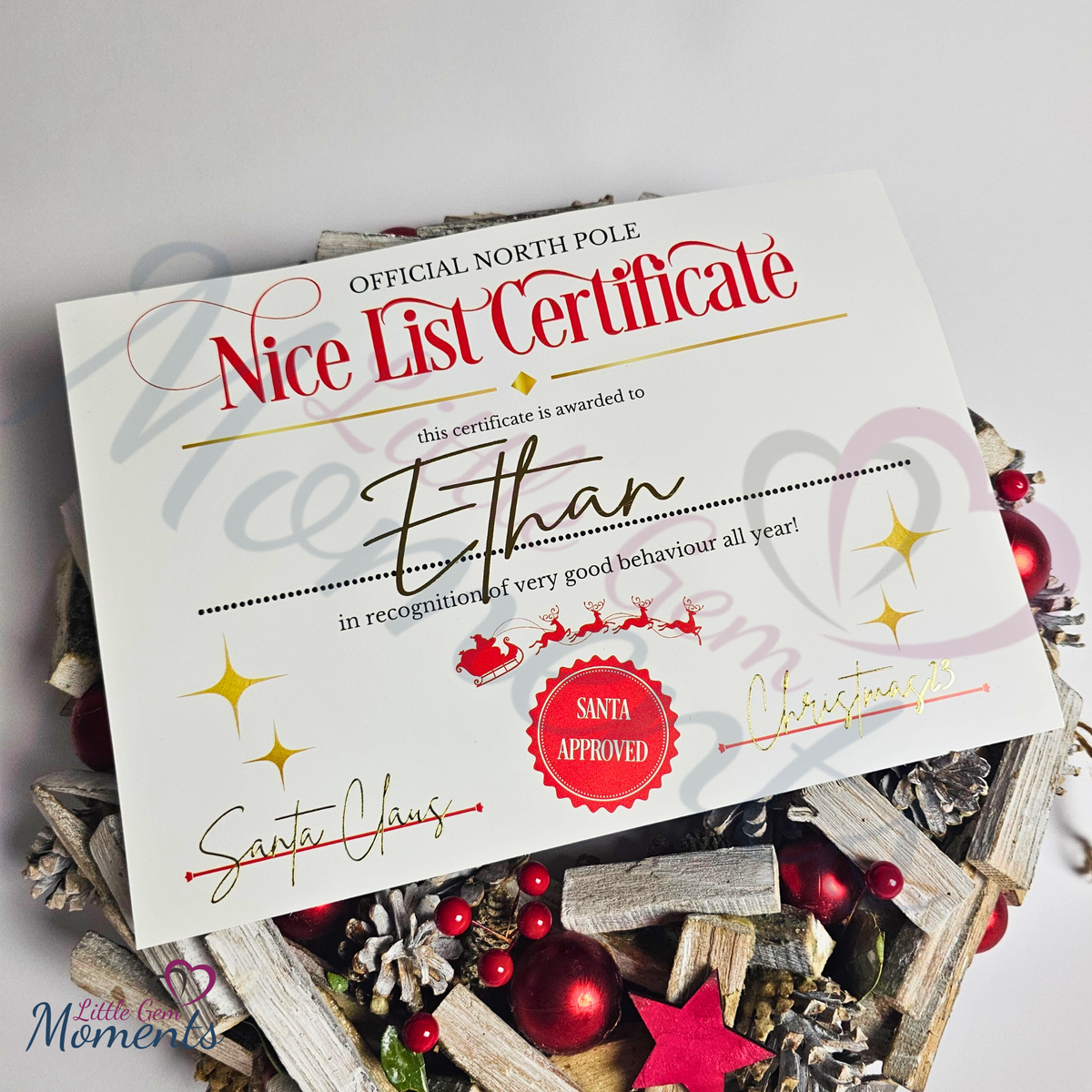Personalised A4 Nice List Certificate – Little Gem Moments