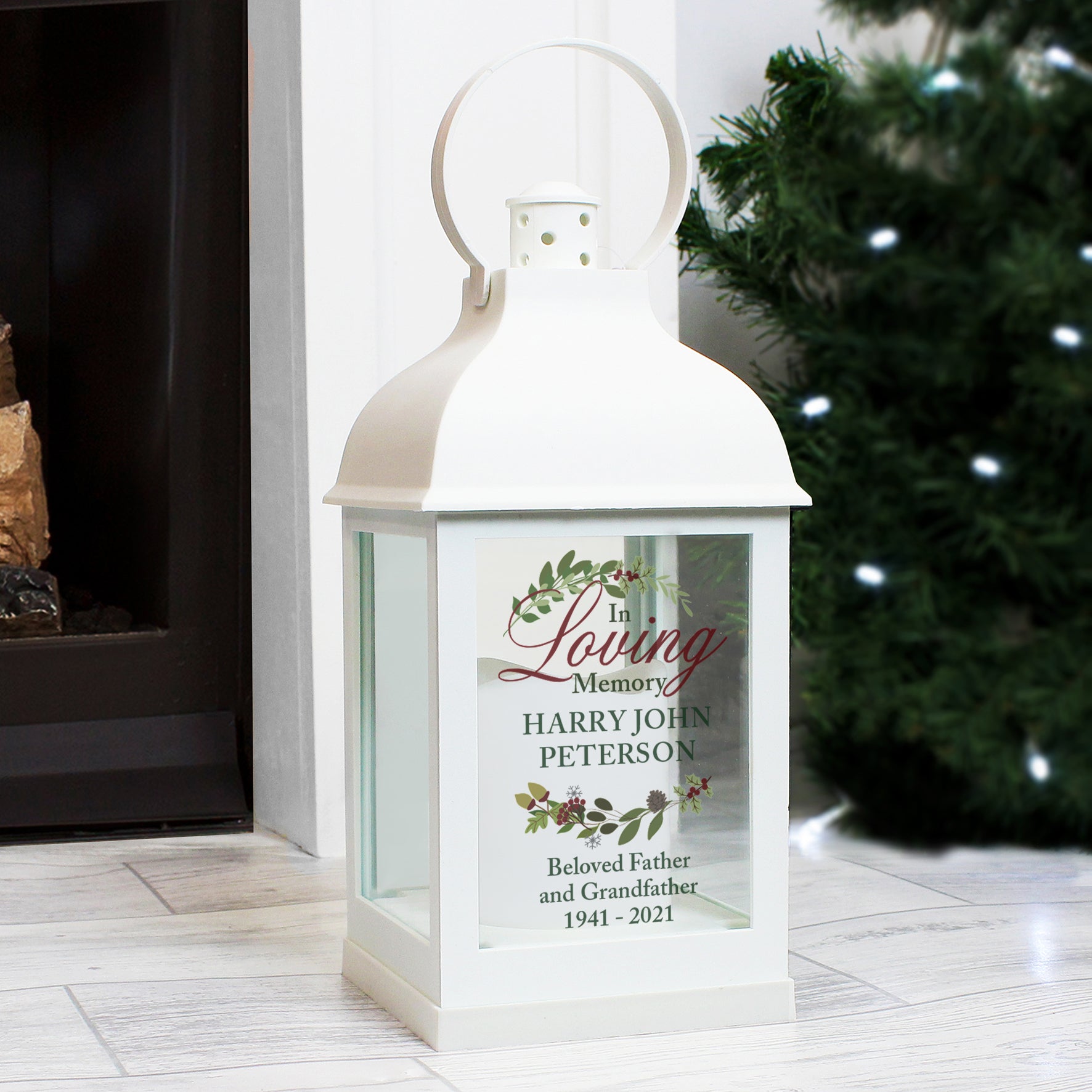Personalised In Loving Memory White Lantern – Little Gem Moments