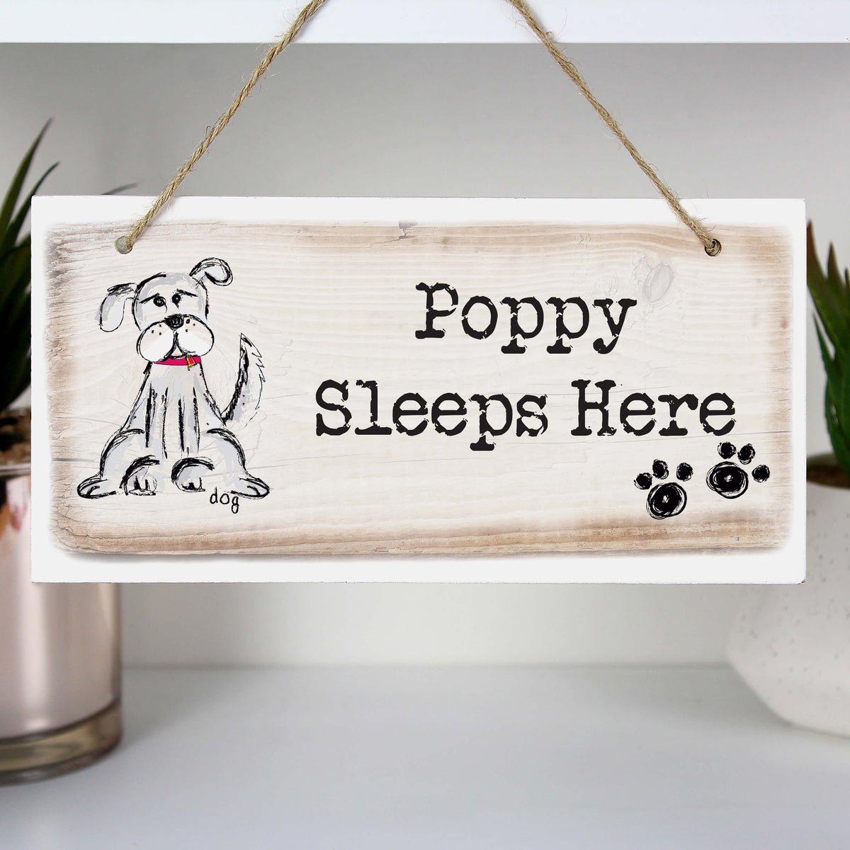 Personalised Wooden Dog Sign – Little Gem Moments